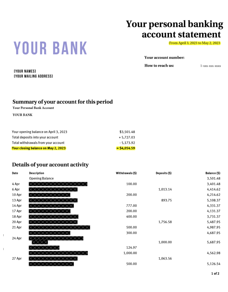 Conditions Library I BANK STATEMENTS FOR DOWN PAYMENT - Karista Mortgage
